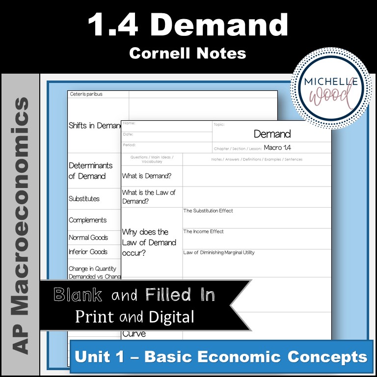 Macro 1.4 Demand Cornell Notes - Michelle Wood