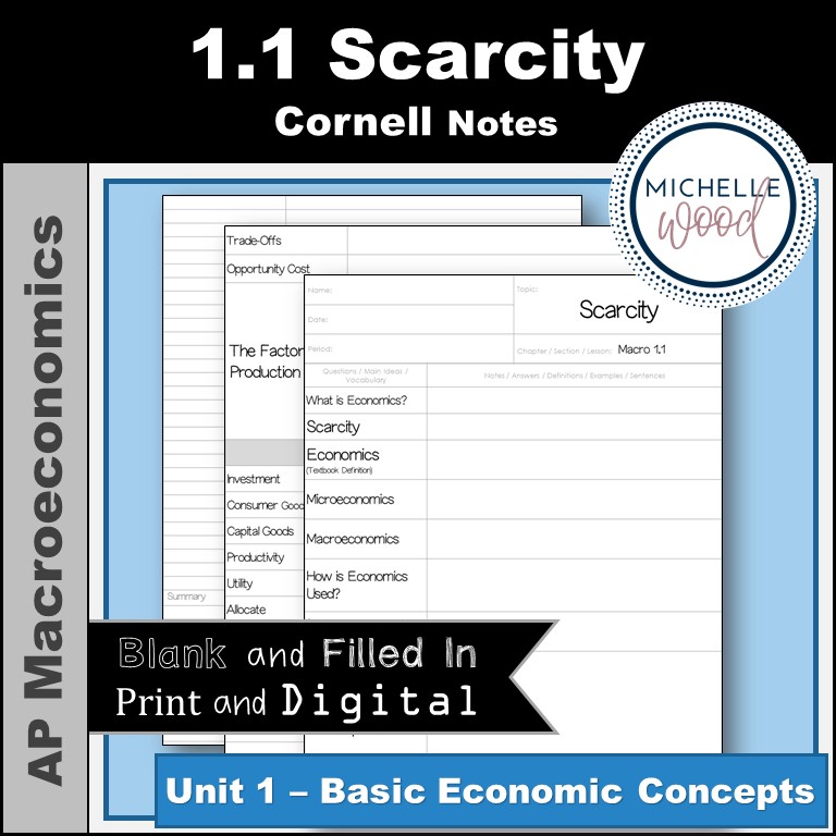 Macro 1.1 Scarcity Cornell Notes - Michelle Wood