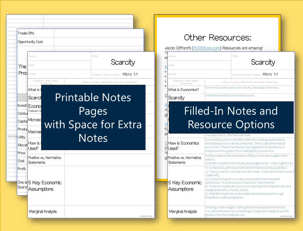 Micro 1.1 Scarcity Cornell Notes - Michelle Wood
