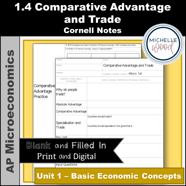 Micro 1.4 Comparative Advantage and Trade Cornell Notes - Michelle Wood