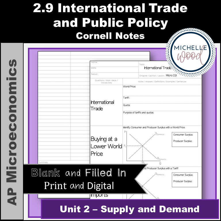 Micro 2.9 International Trade and Public Policy Cornell Notes ...