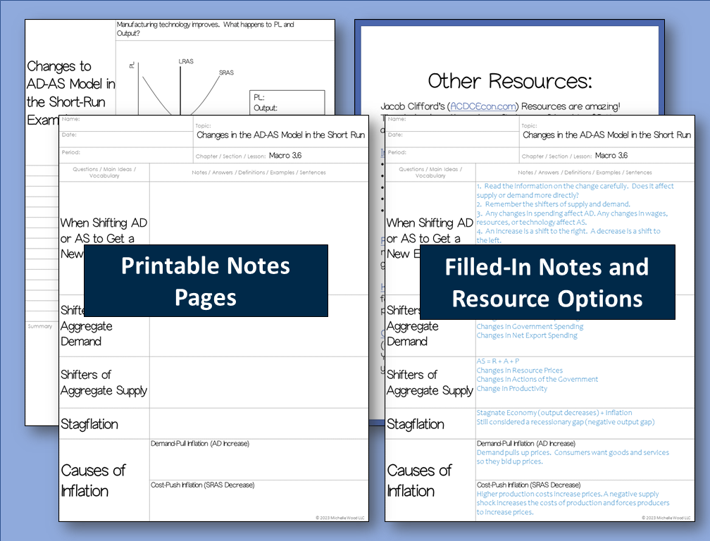 Macro 3.6 Changes in the AD-AS Model in the Short Run Cornell Notes ...