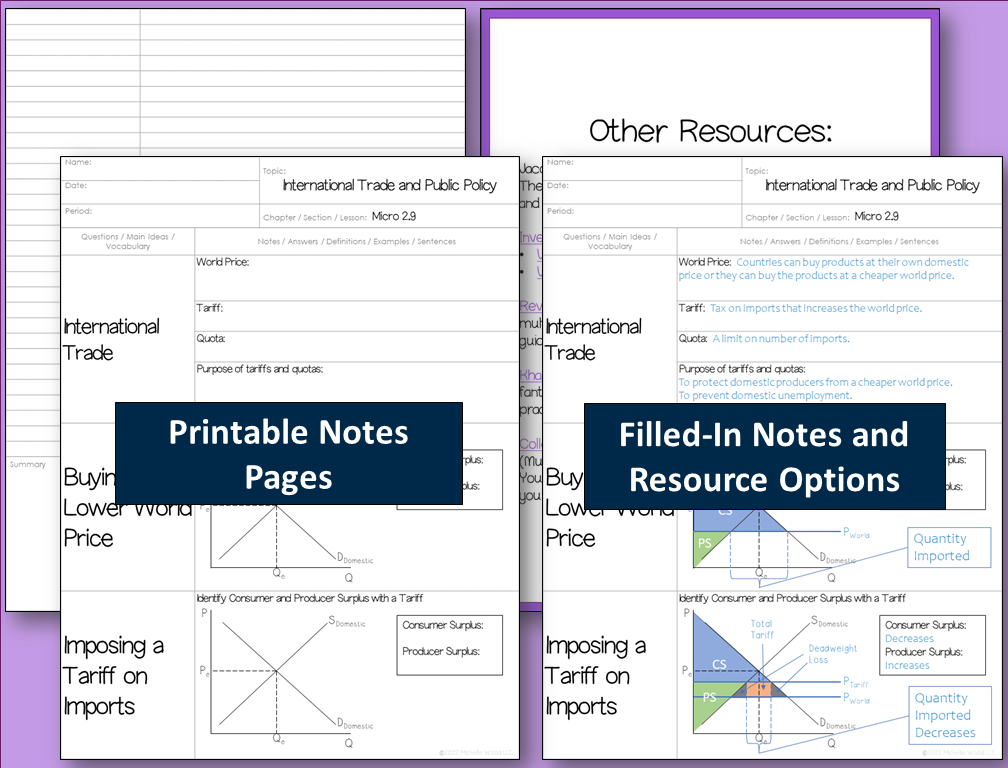 Micro 2.9 International Trade and Public Policy Cornell Notes ...