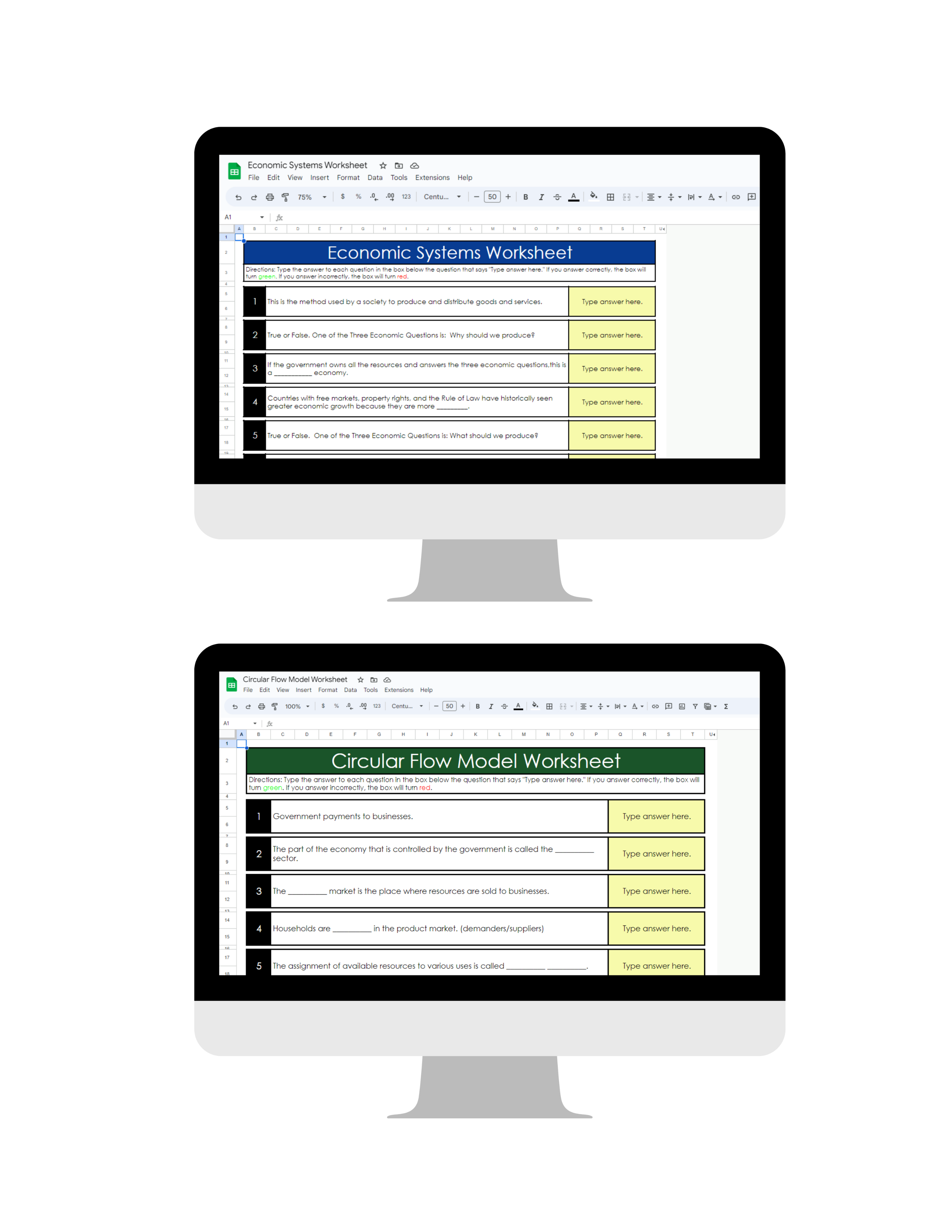 Economic Systems and Circular Flow Model Worksheets - Digital and ...