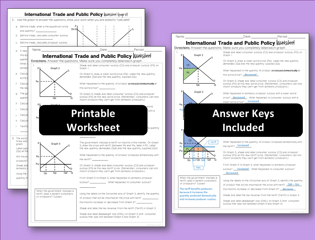 International Trade and Public Policy Worksheets - Michelle Wood