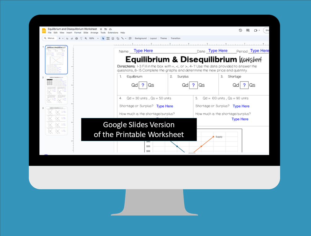 Equilibrium and Disequilibrium Worksheet - Michelle Wood