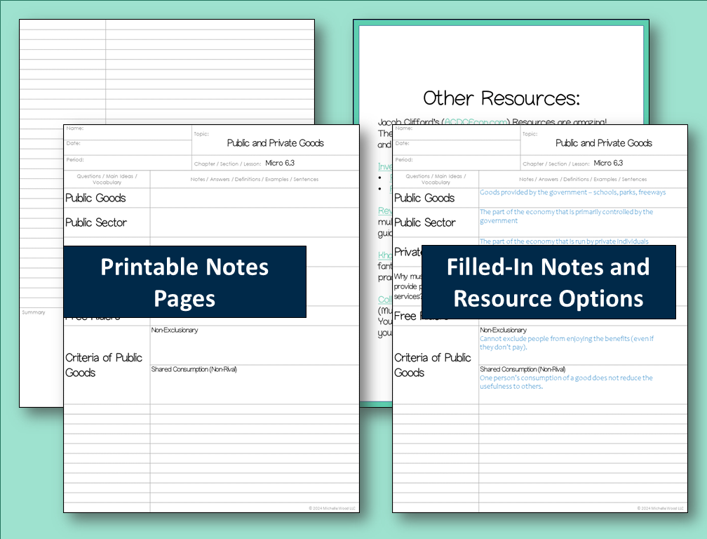 Micro 6.3 Public and Private Goods Notes - Michelle Wood