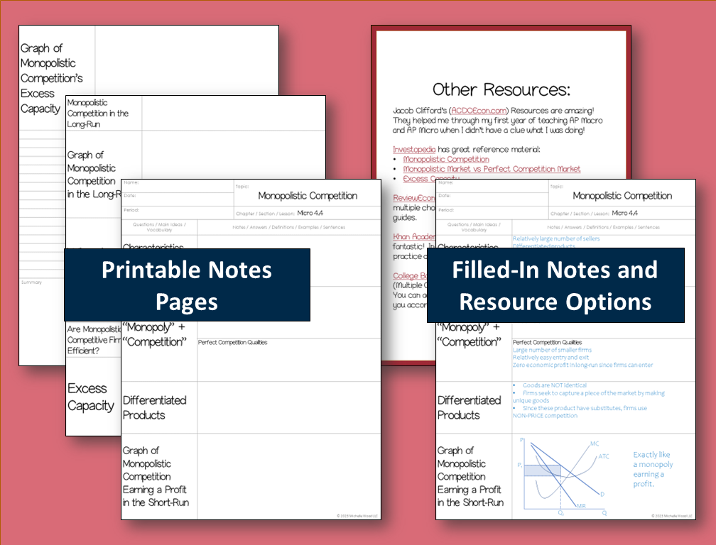 Micro 4.4 Monopolistic Competition Notes - Michelle Wood
