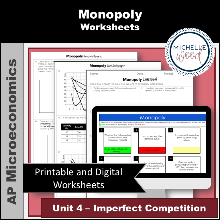 Monopoly Worksheets - Michelle Wood